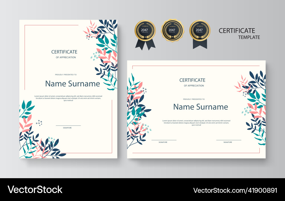 Floral abstract colorful certificate design Vector Image