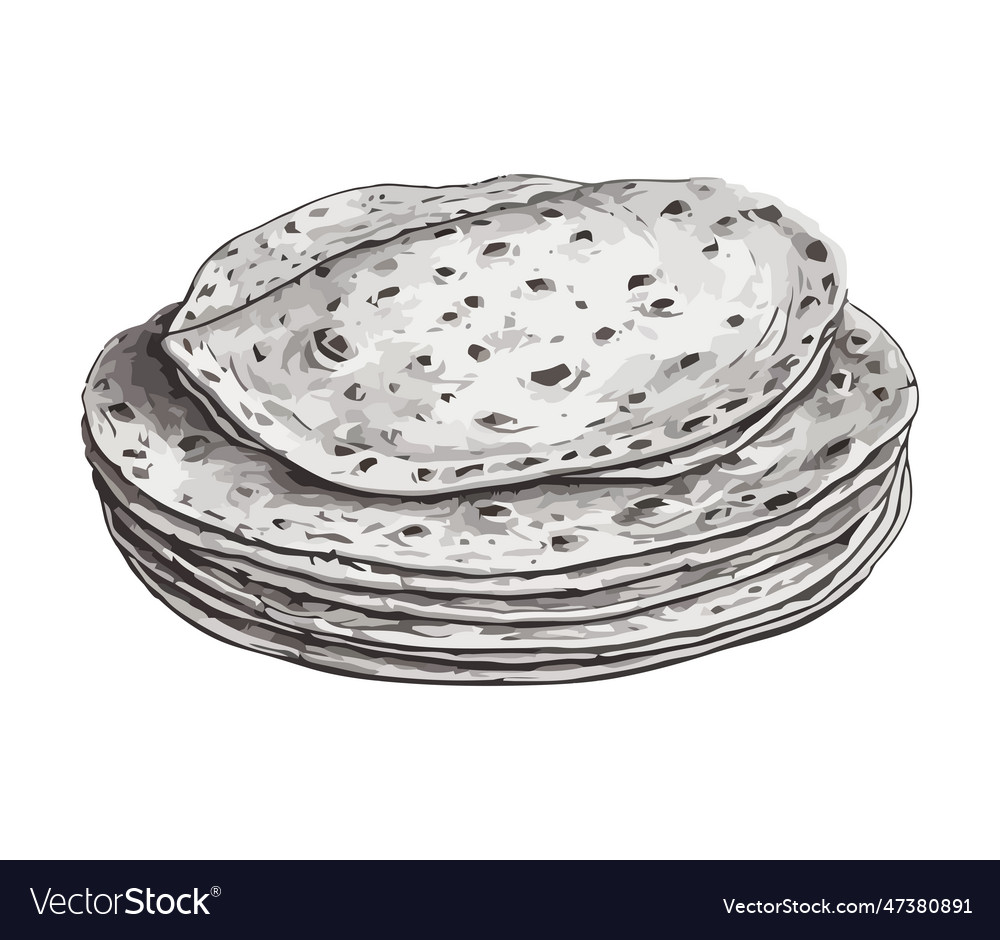 Freshly cooked pita bread stack Royalty Free Vector Image