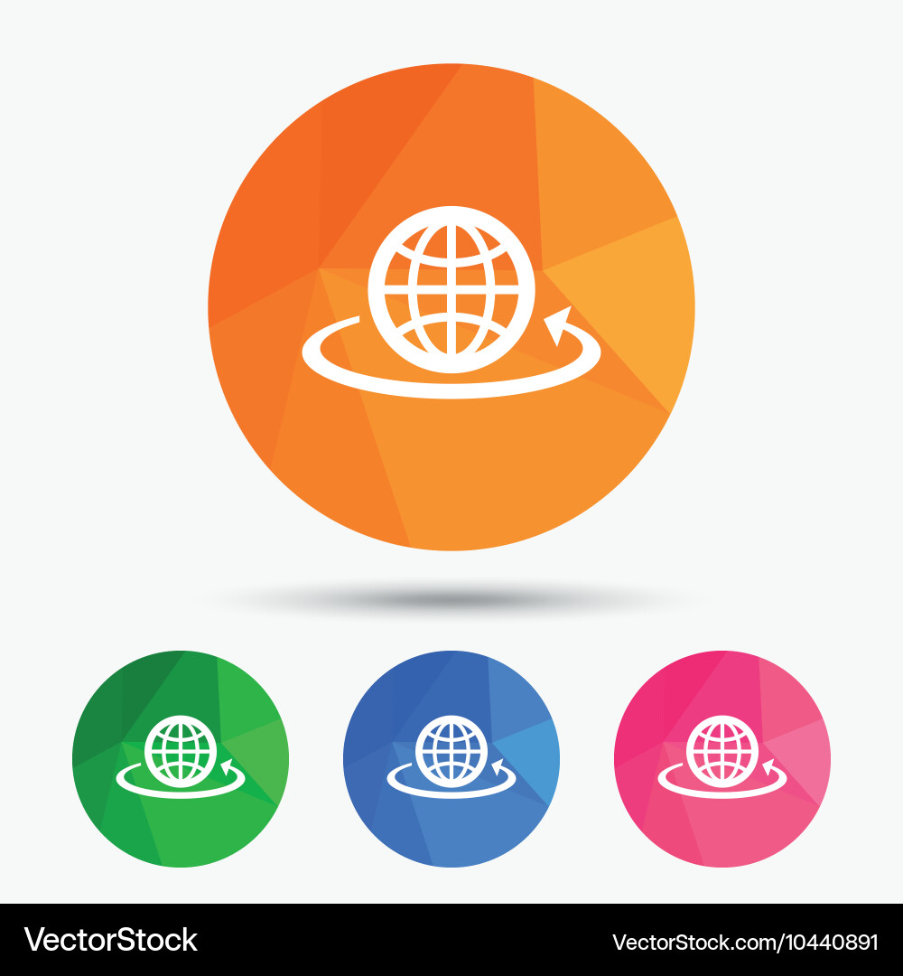 Globe sign icon round world arrow symbol Vector Image