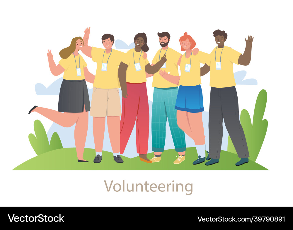 Group of volunteers Royalty Free Vector Image - VectorStock