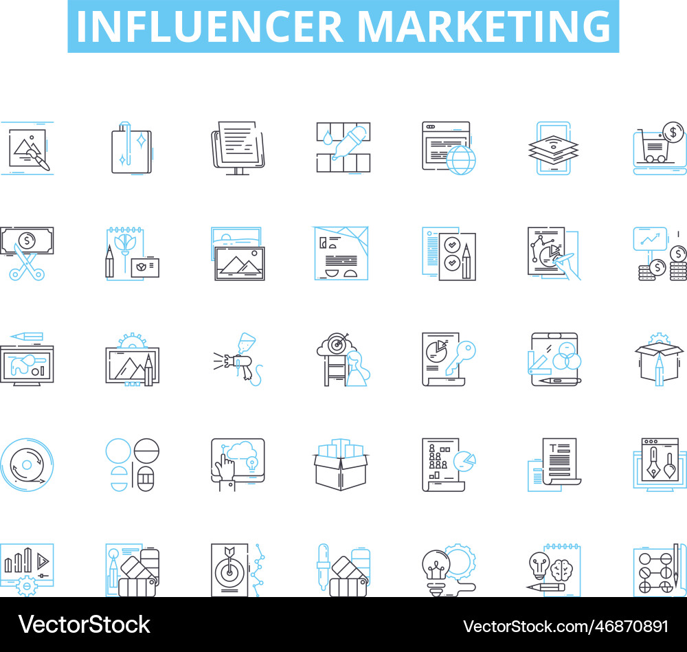 Influencer marketing linear icons set influence Vector Image