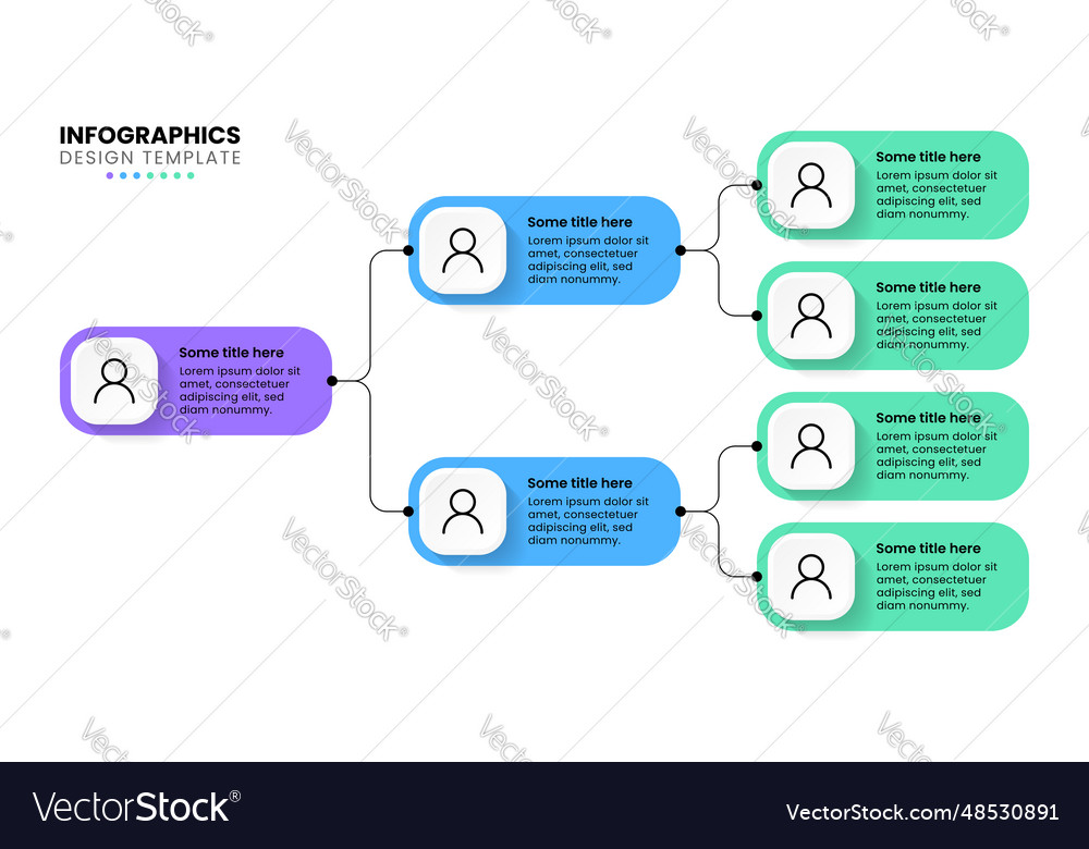 Infographic template organizational chart with 3 Vector Image