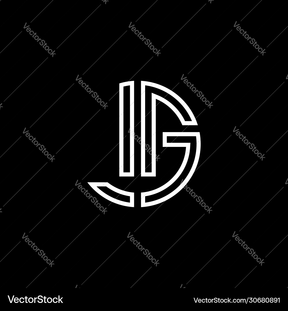 Lg monogram logo circle ribbon style outline Vector Image