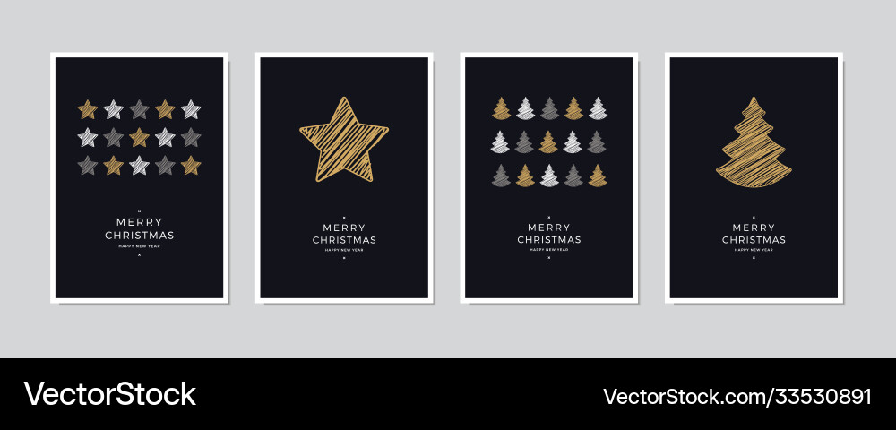 Merry christmas greeting text lettering card set Vector Image