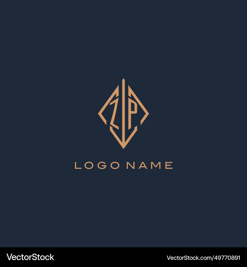 Monogram zp logo with diamond rhombus style Vector Image