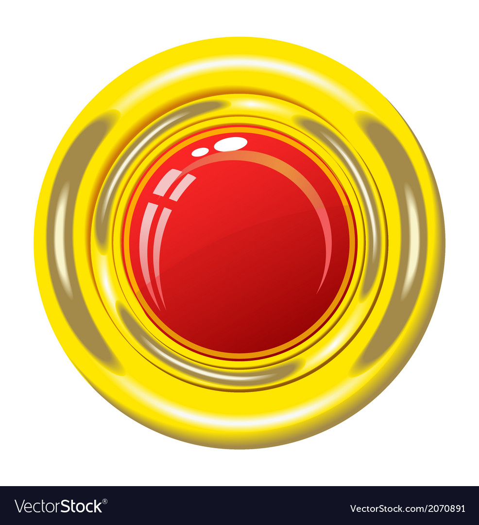 Red button in gold frame Royalty Free Vector Image