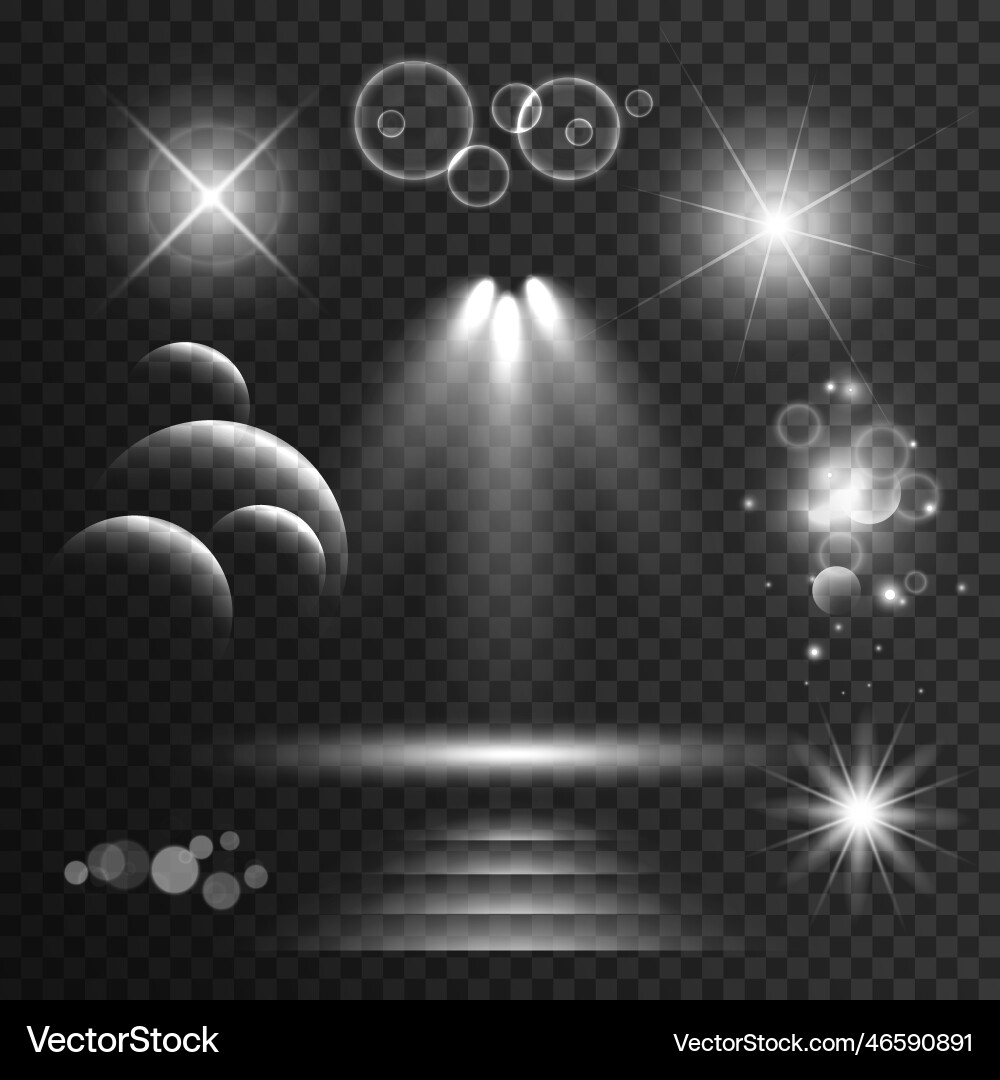 Set of transparent light effects and sparkles Vector Image