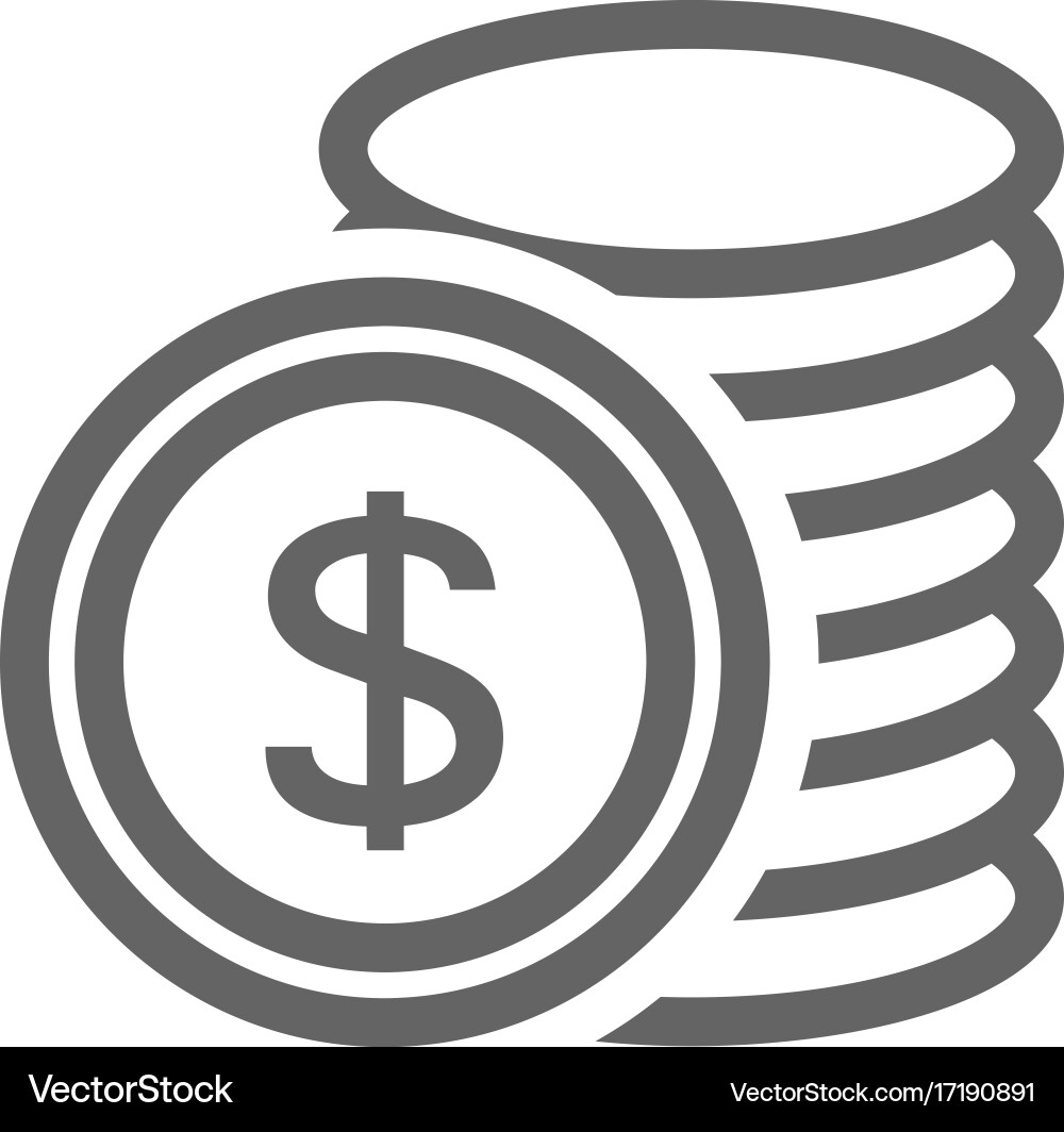 Simple coins line icon symbol and sign Royalty Free Vector