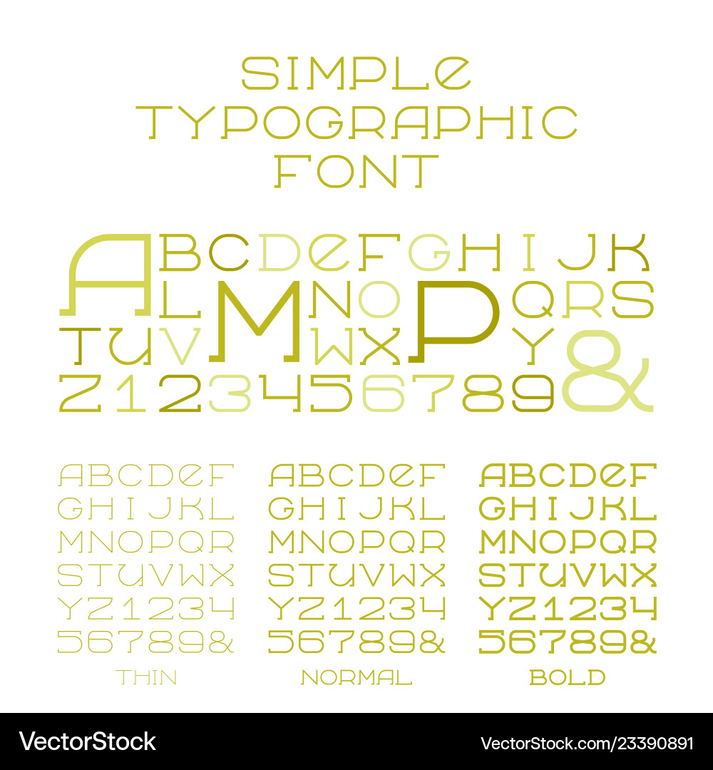 Simple serif alphabet three types of capital Vector Image
