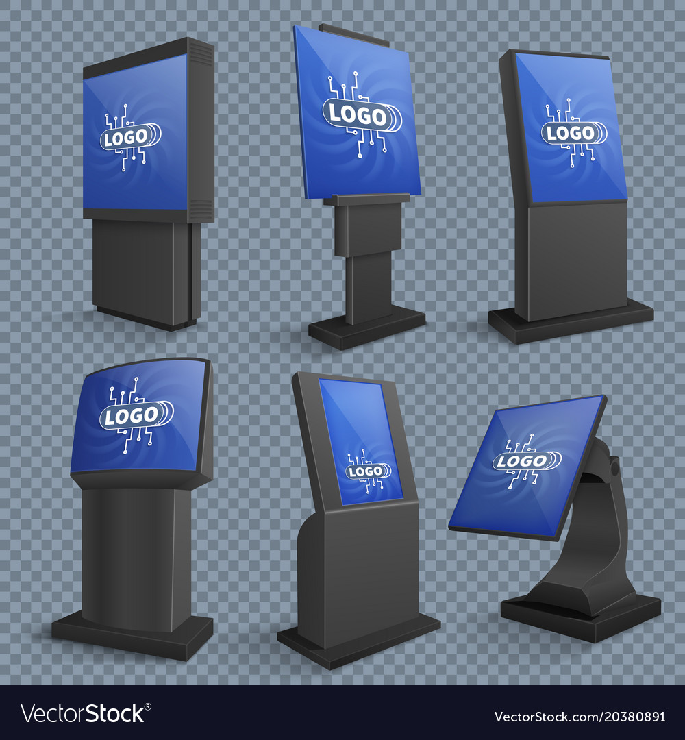 Touch screen computer terminals lcd standing Vector Image
