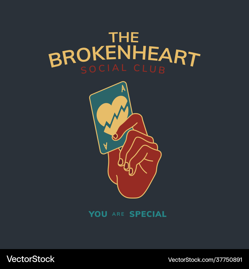 Vintage badge with text broken heart design Vector Image