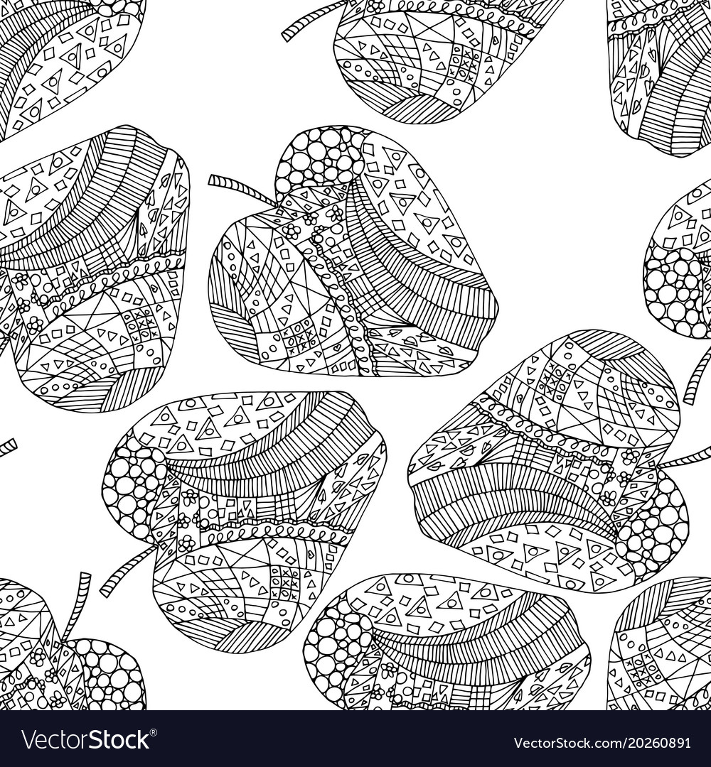 Zen tangle apple doodle seamless pattern Vector Image