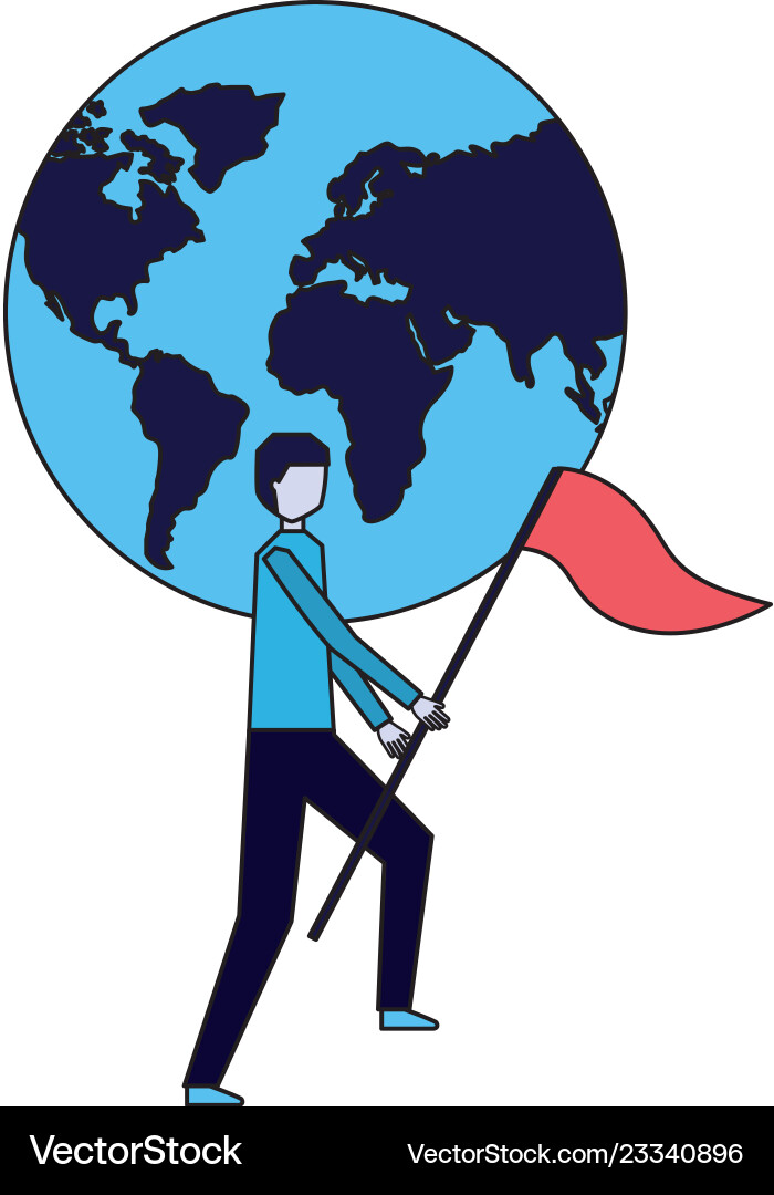 Businessman with flag world business Royalty Free Vector