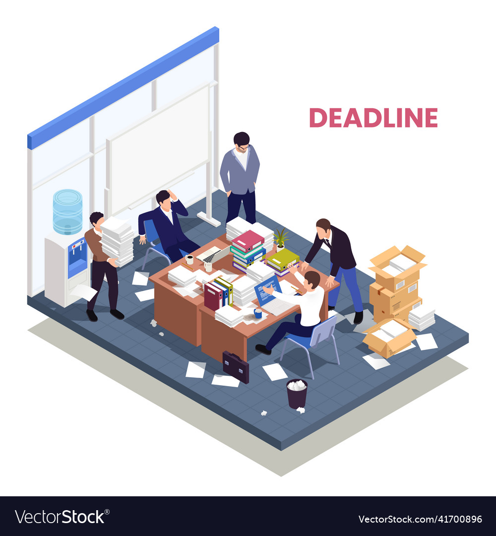 Deadline isometric composition Royalty Free Vector Image