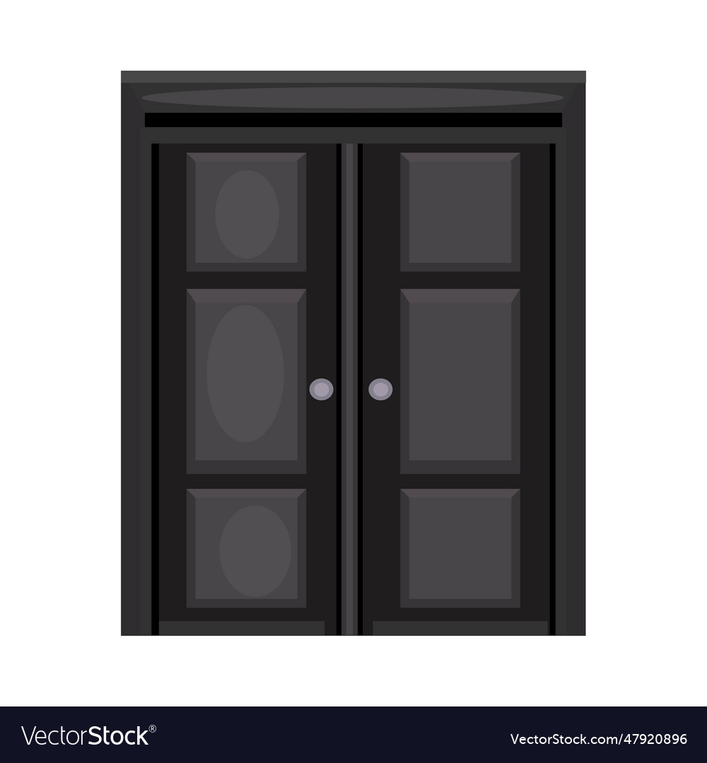 Double front door with knobs Royalty Free Vector Image
