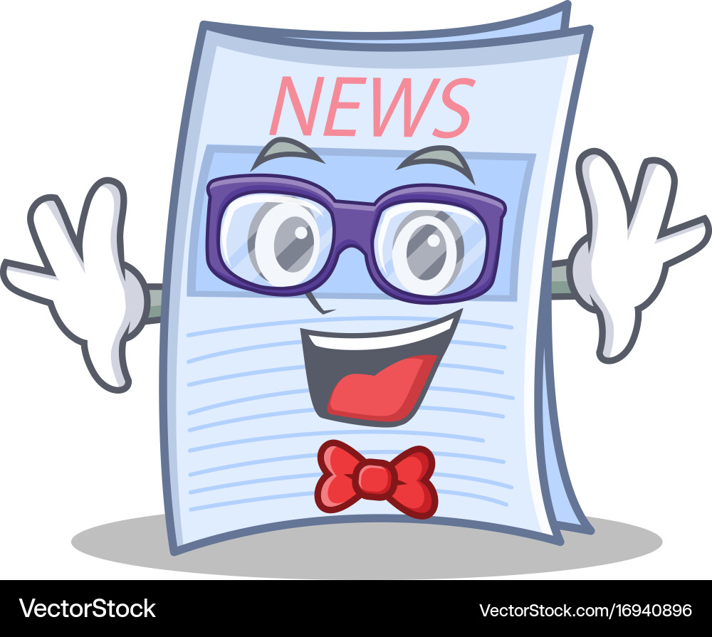 Geek newspaper character cartoon style Royalty Free Vector