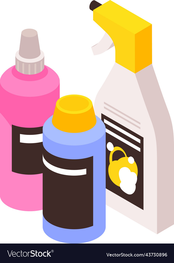 Isometric cleaning tools Royalty Free Vector Image