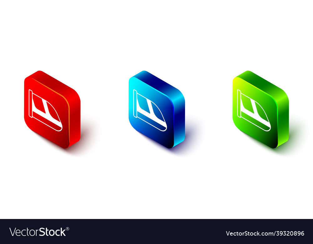 Isometric train and railway icon isolated on white Isometric train and railway icon isolated on white