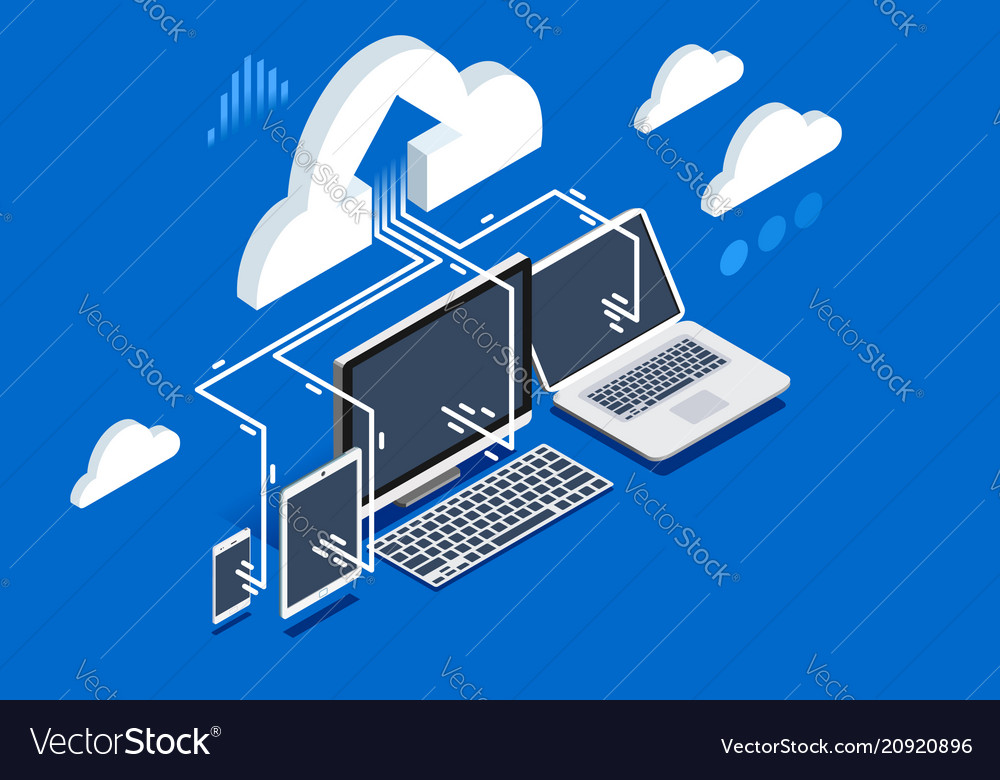 Pc software upload user data Royalty Free Vector Image