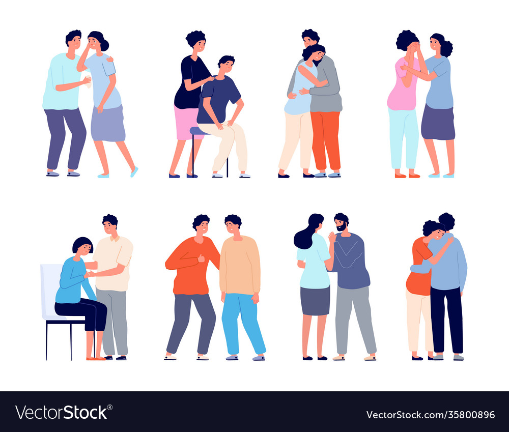 People comforting man support comforted shoulder Vector Image People comforting man support comforted shoulder Vector Image
