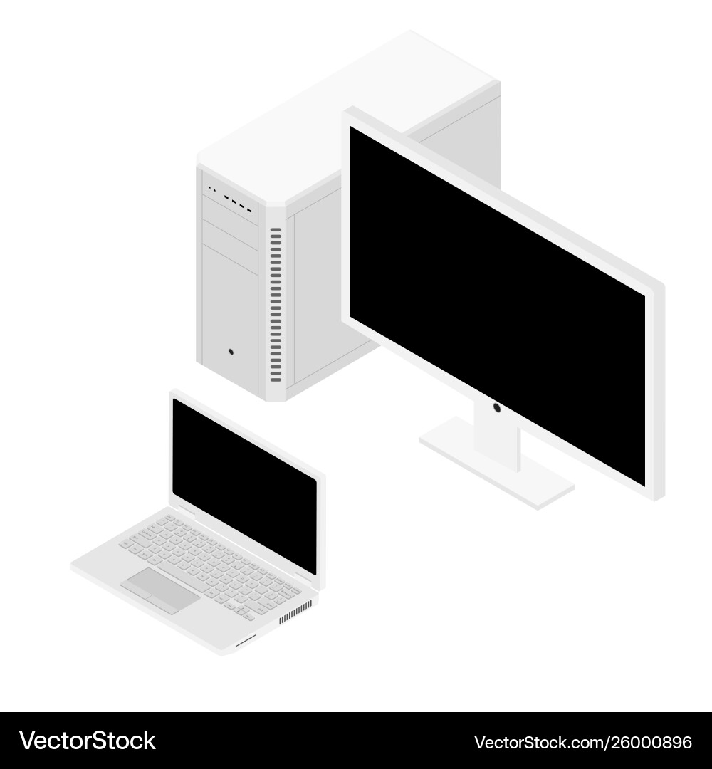 Personal computer case keybord and monitor Vector Image