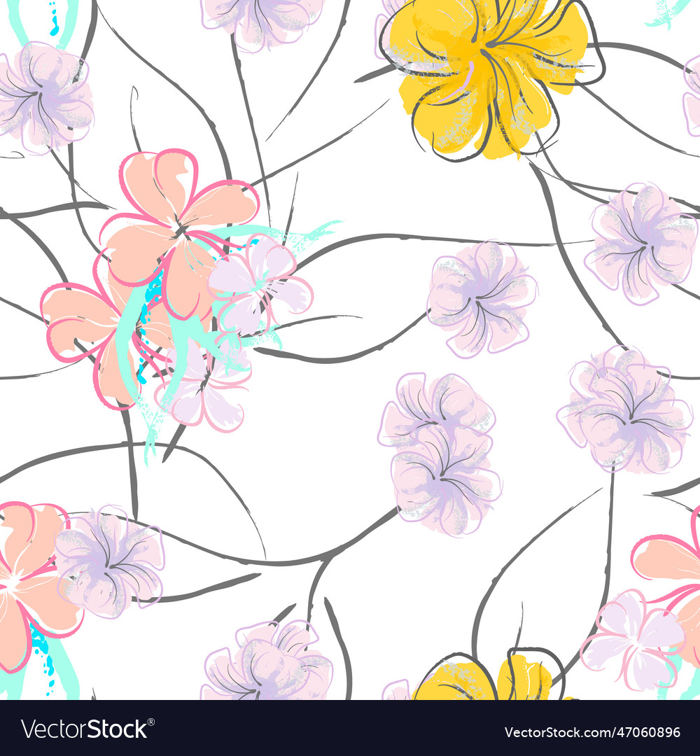Pink flowers blooming pattern pastel watercolor Vector Image