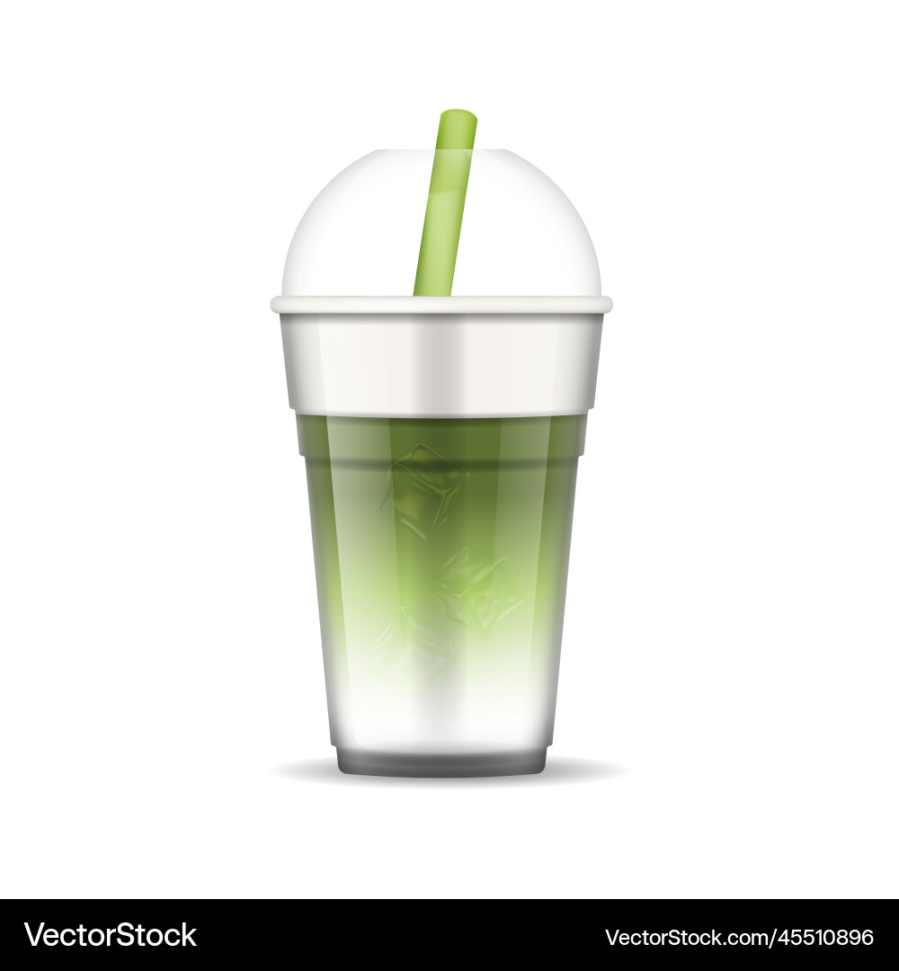 Realistic detailed 3d japanese matcha latte Vector Image