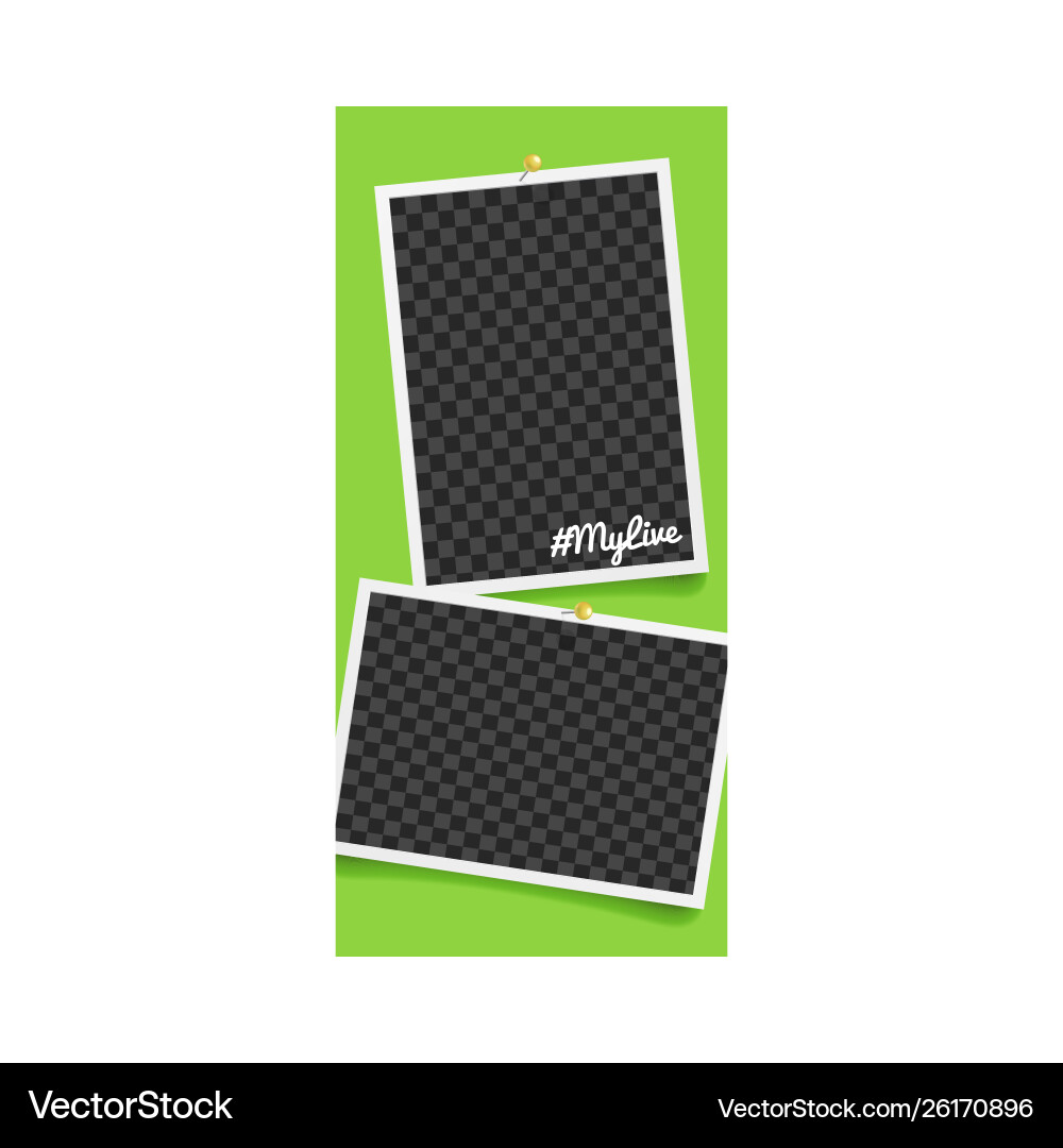 Realistic template and photo frame for stories Vector Image