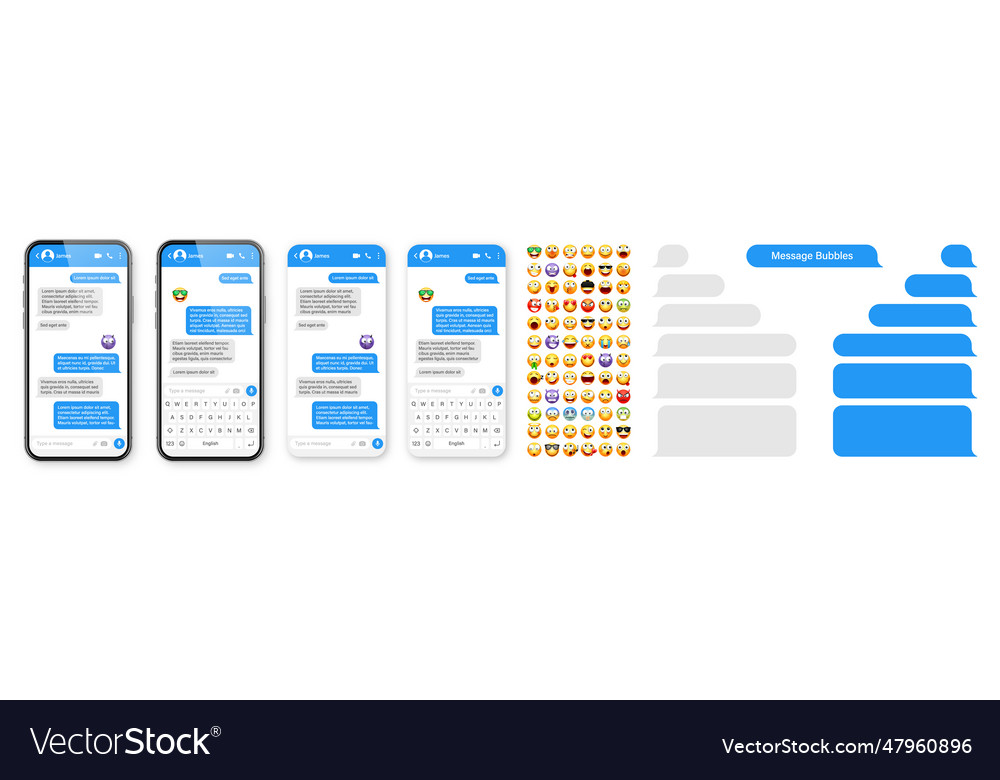 Smartphone messaging app user interface design Vector Image