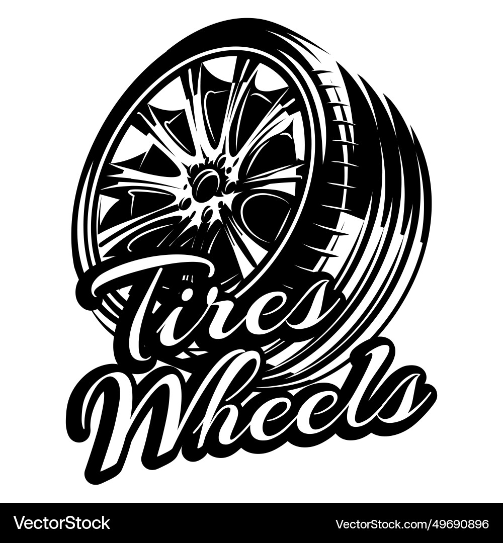 Template for design with wheel rim and rubber tire