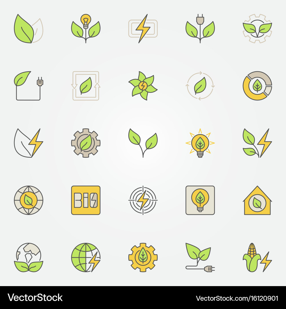 Bioenergy colorful icons Royalty Free Vector Image