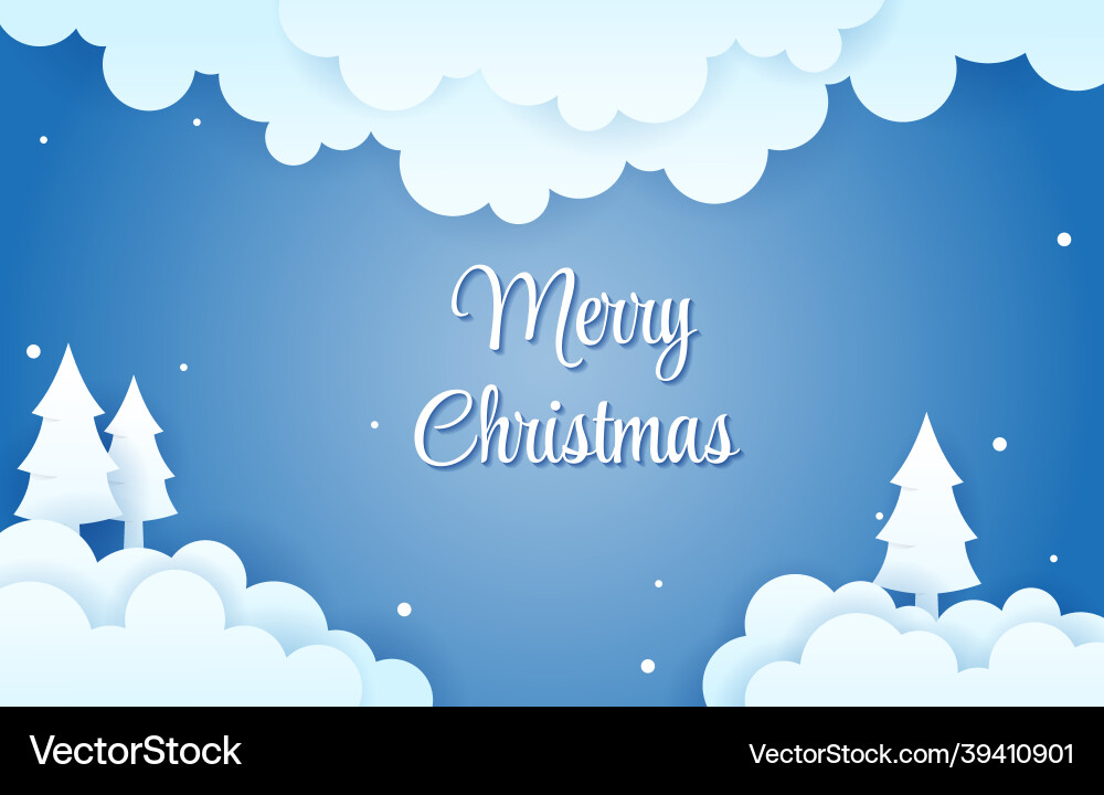 Cloud sky snow winter christmas papercut paper Vector Image