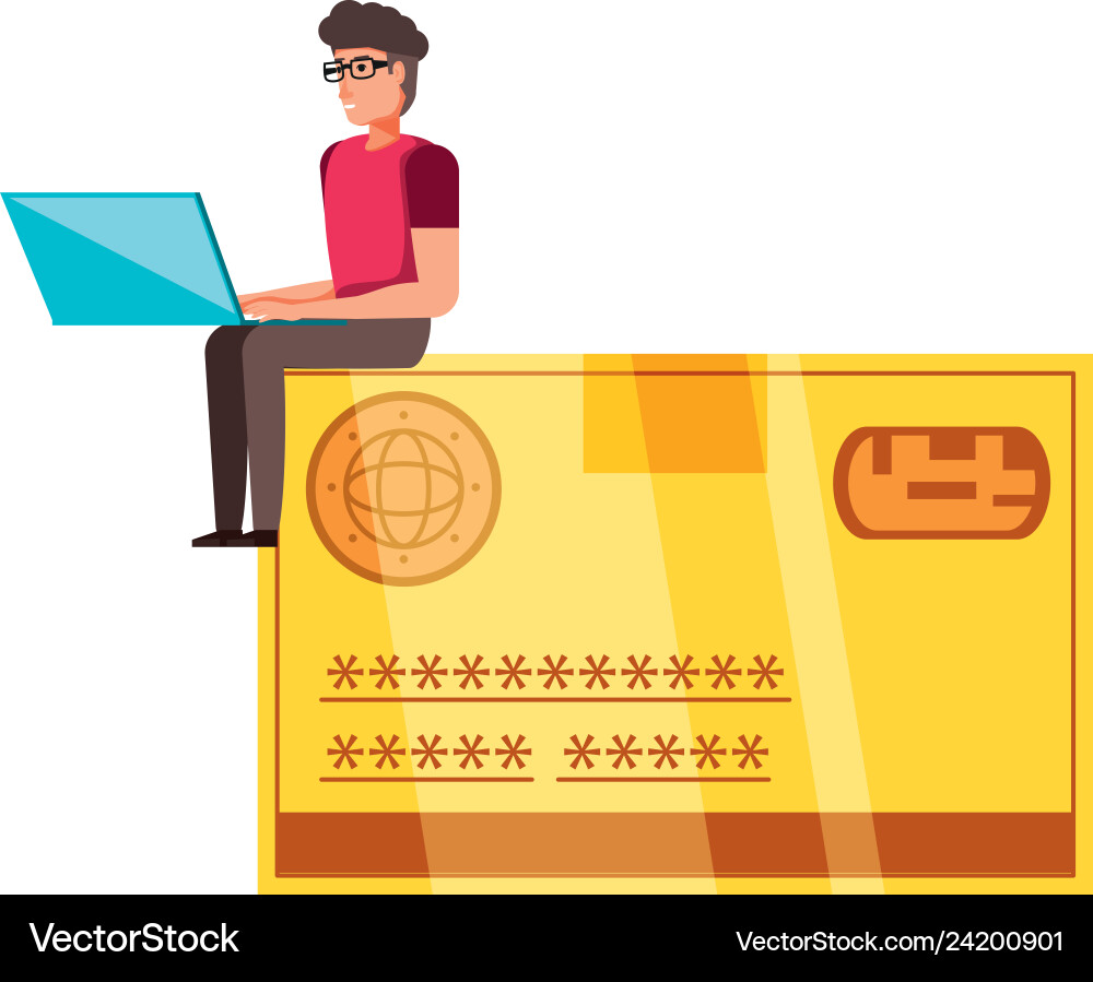 Credit card money with man Royalty Free Vector Image
