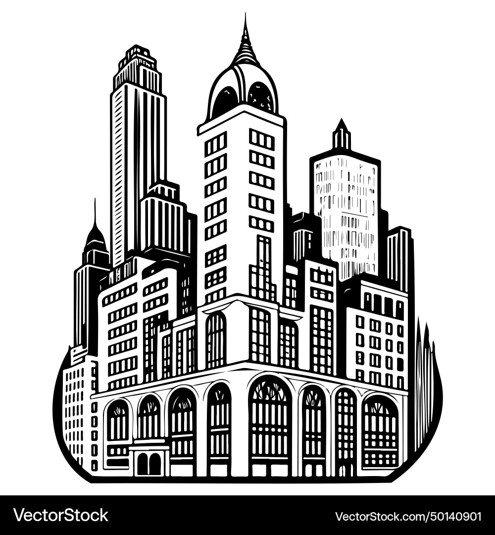 Drawings new york architecture city building Vector Image