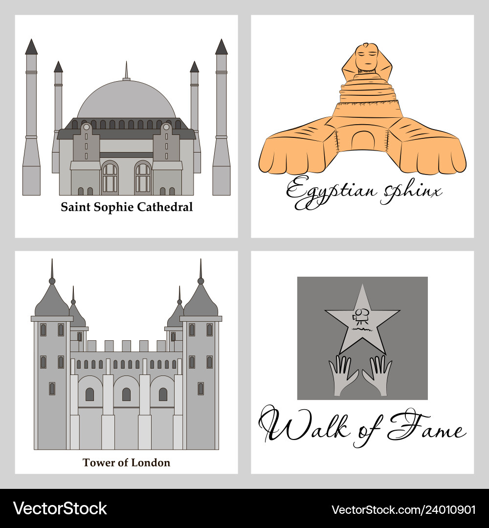 Famous place and monument around the world Vector Image