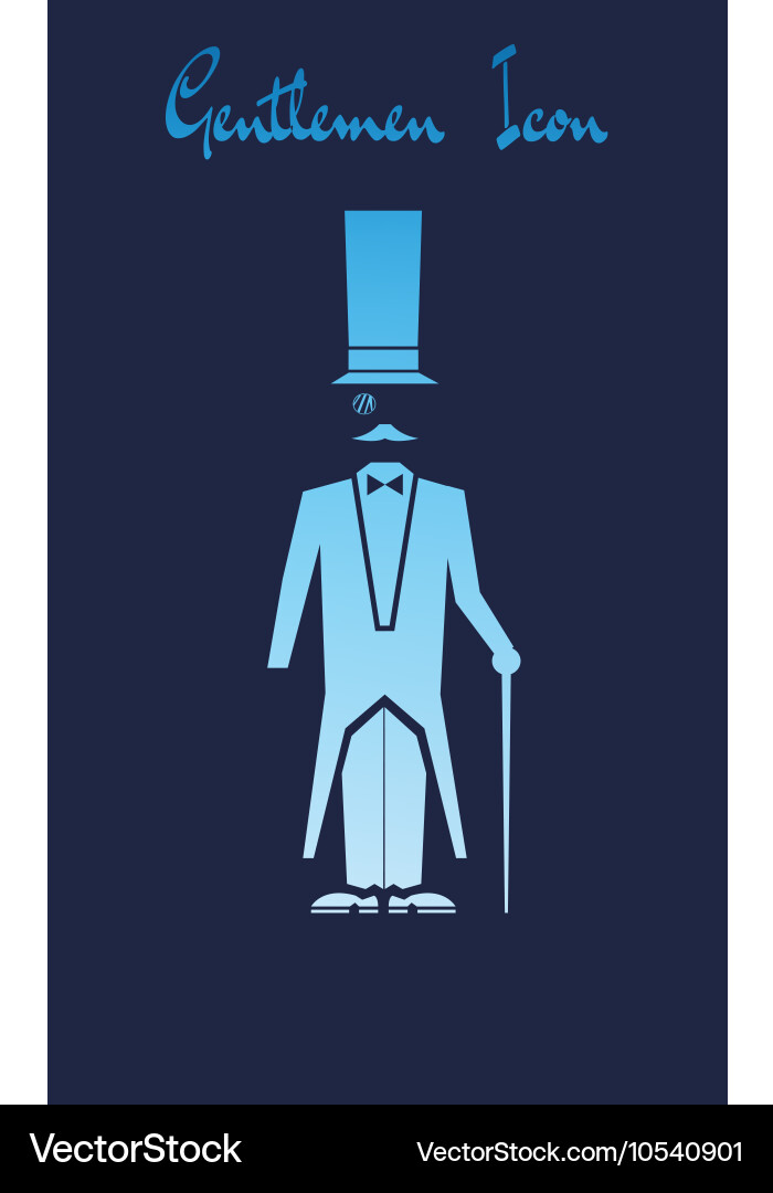 Gentlemen icon with a cartoon character Royalty Free Vector