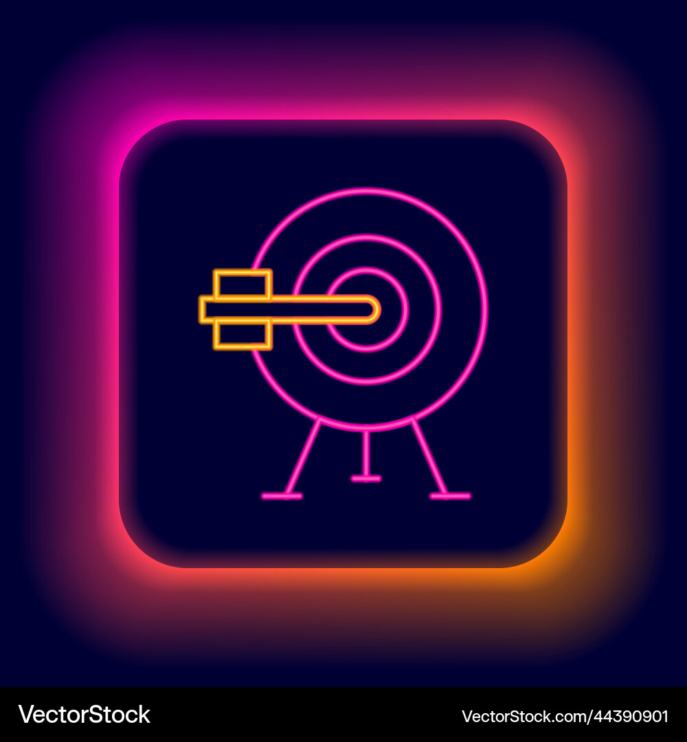 Glowing neon line target with arrow icon isolated Vector Image