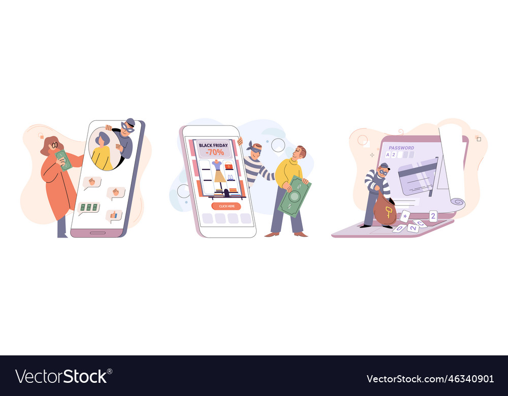 Hacker activity big set hacking computer Vector Image