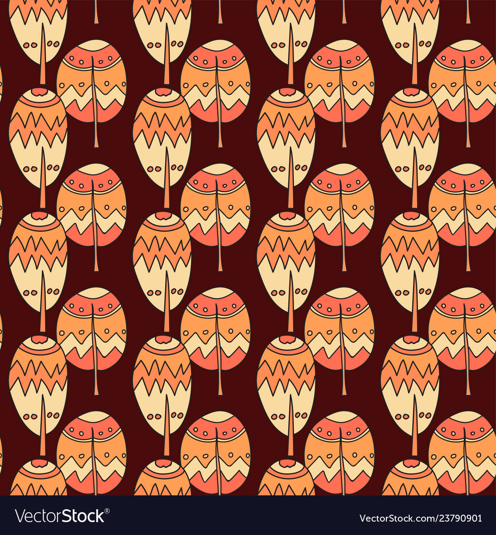 Handdrawn seamless doodle pattern of trees Vector Image