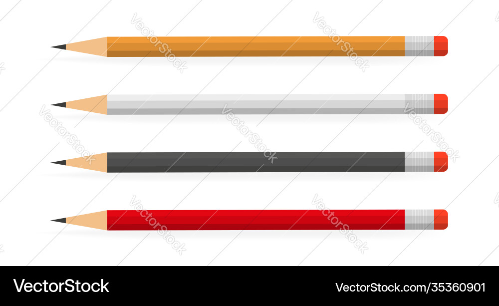 Lead pencils various length on white background Vector Image