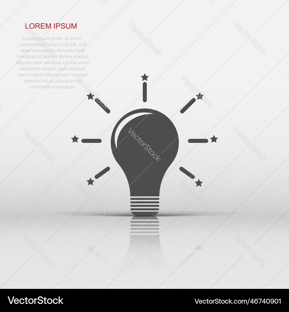 Light bulb icon in flat style idea pictogram lamp Vector Image