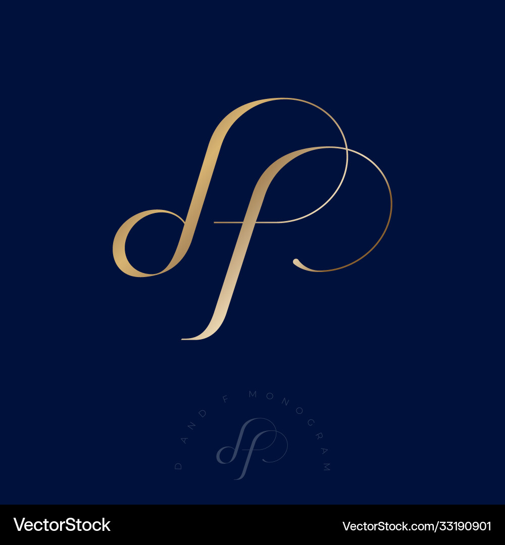 Logo df monogram gold luxury jewelry Royalty Free Vector