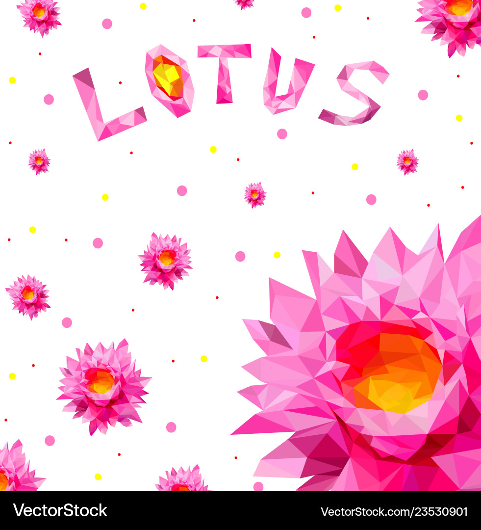 Low poly pink lotus flower logo design realistic Vector Image
