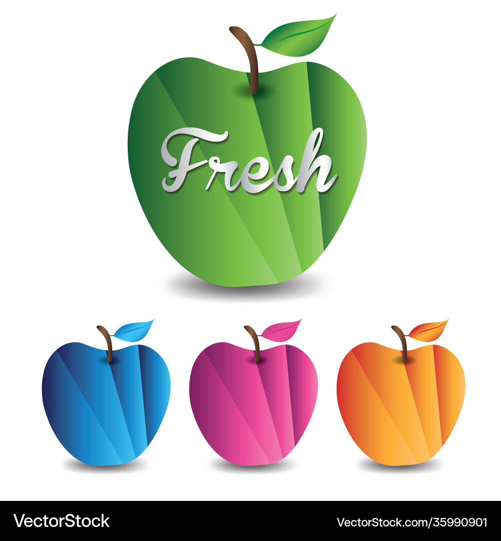 Set apple colorful icon shapes-sticker Royalty Free Vector