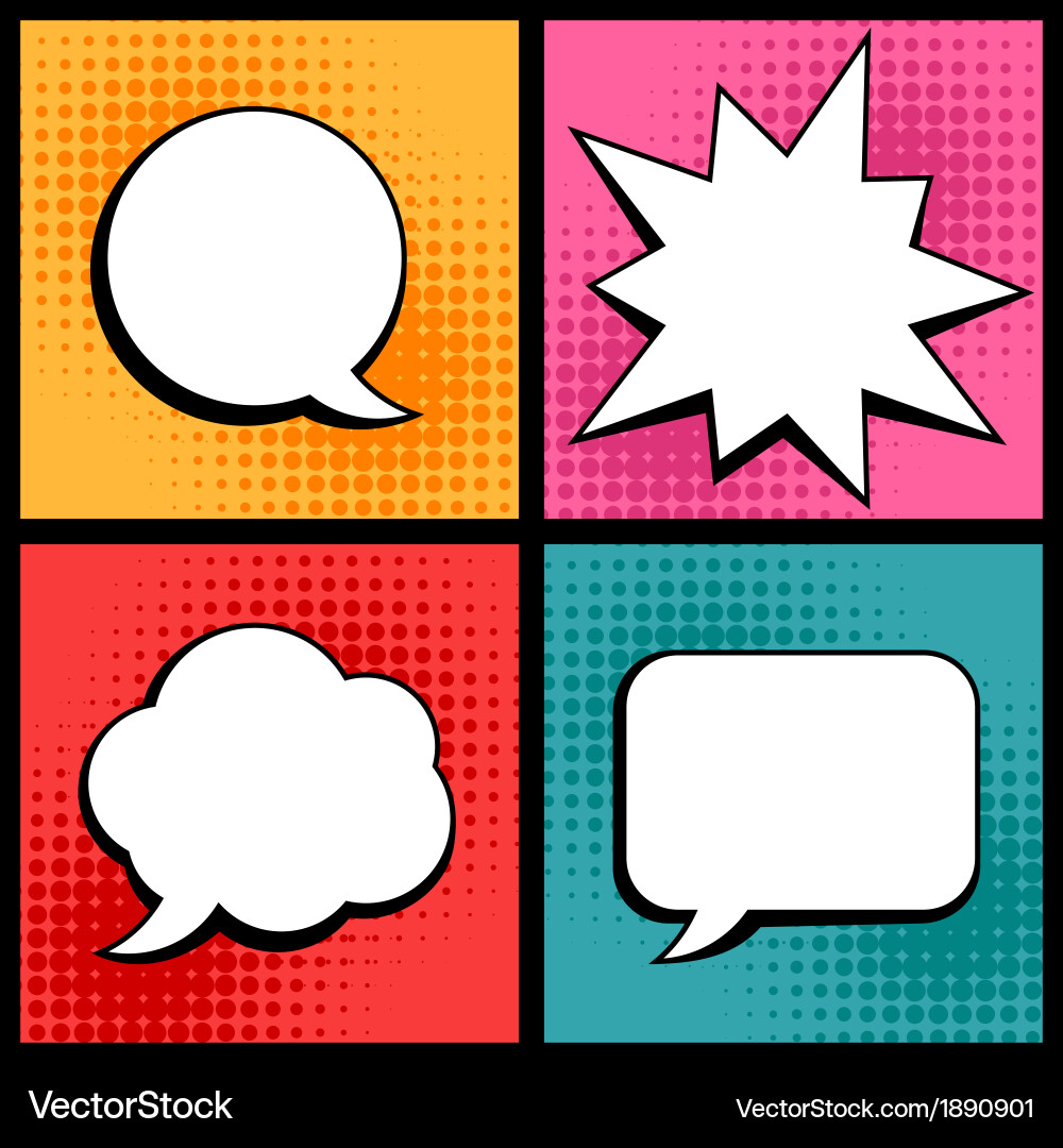 Set of speech bubbles in pop art style Royalty Free Vector