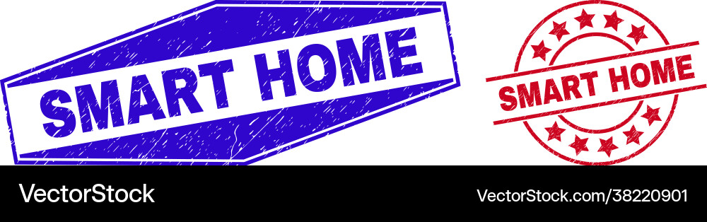 Smart home unclean stamp seals in circle and Vector Image
