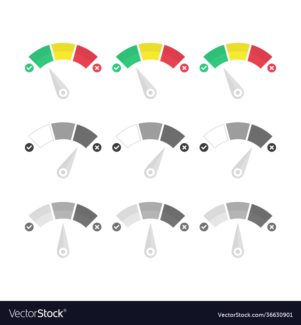 Speedometer gauges set Royalty Free Vector Image