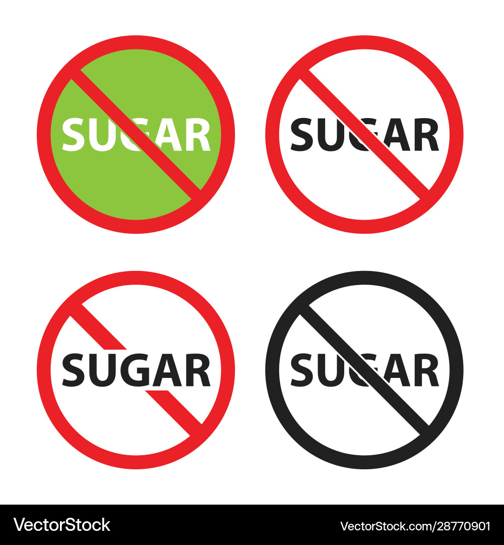 Sugar free sign set no icons Royalty Free Vector Image
