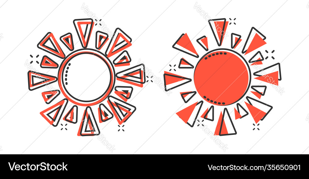 Sun icon in comic style sunlight cartoon sign Vector Image