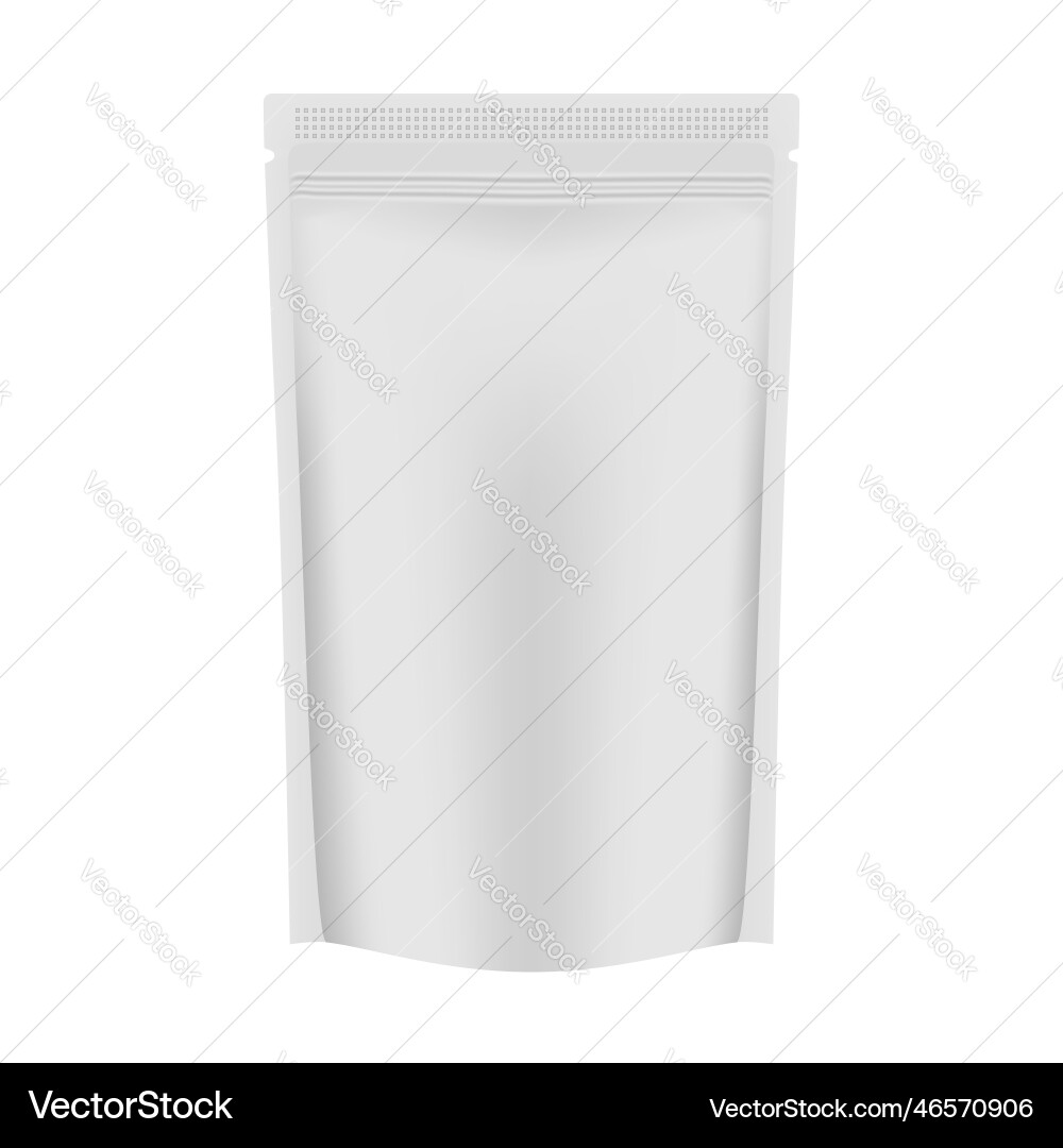 Blank white vacuum stand up pouch with zipper Vector Image